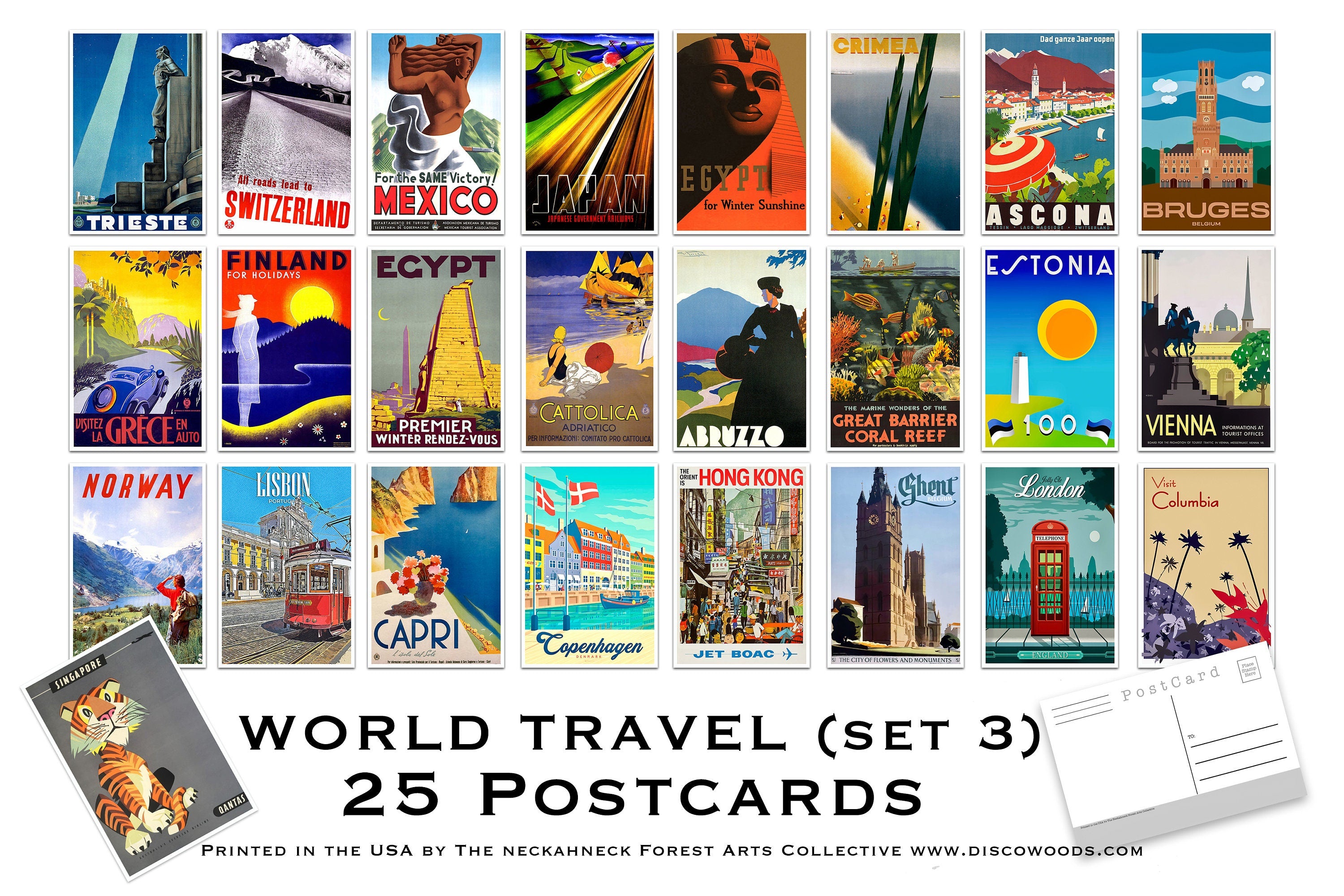 World Travel (Set 3) Postcards - Set of 25 – The NeckahNeck Forest Arts ...
